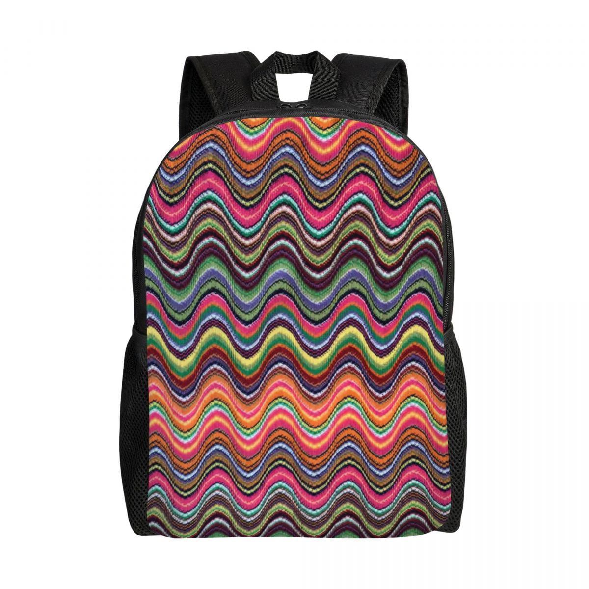 Custom Colorful Home Zig Zag Pattern Backpacks College Student Bookbag ...