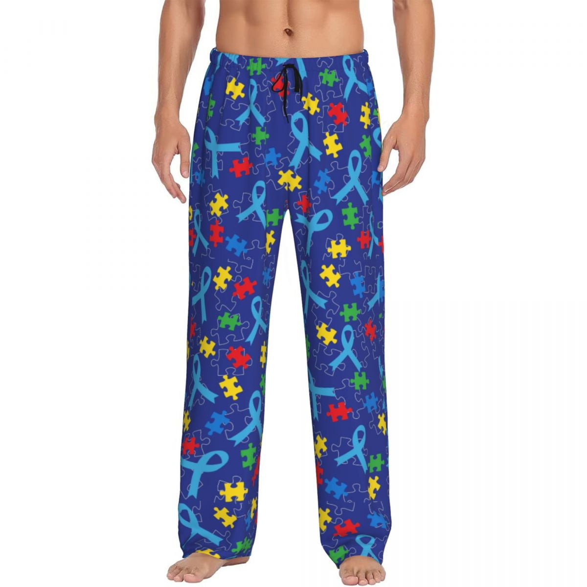 Custom Colorful Puzzle Autism Awareness Pajama Pants Men Lounge Sleep ...