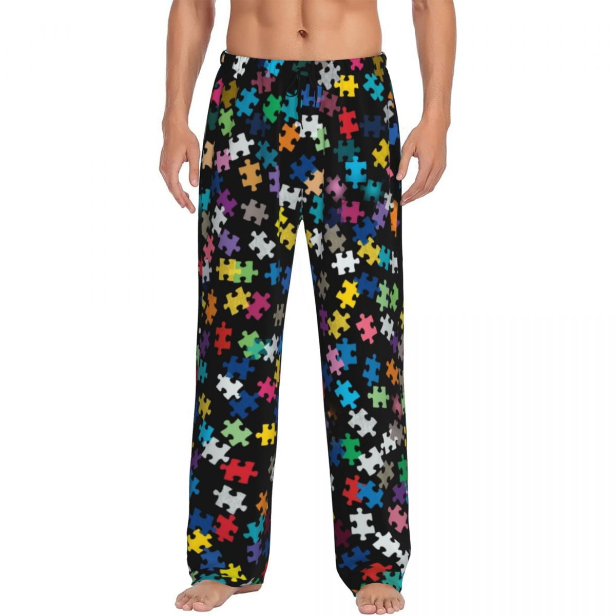 Custom Colorful Puzzle Autism Awareness Pajama Pants Men Lounge Sleep ...