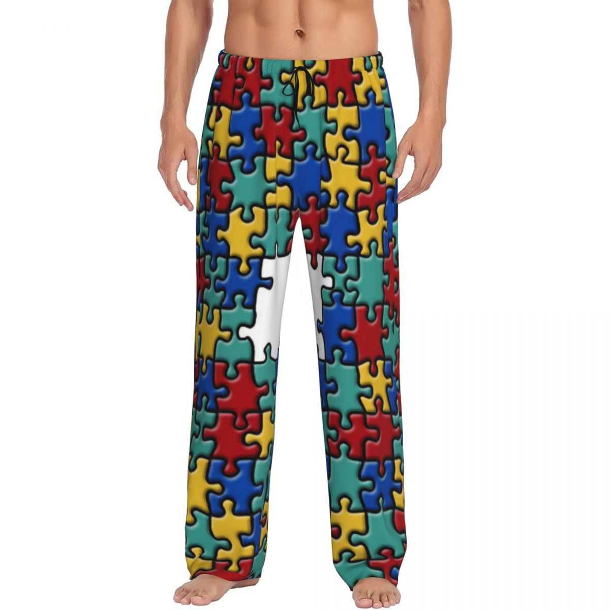 Custom Colorful Puzzle Autism Awareness Pajama Pants Men Lounge Sleep ...