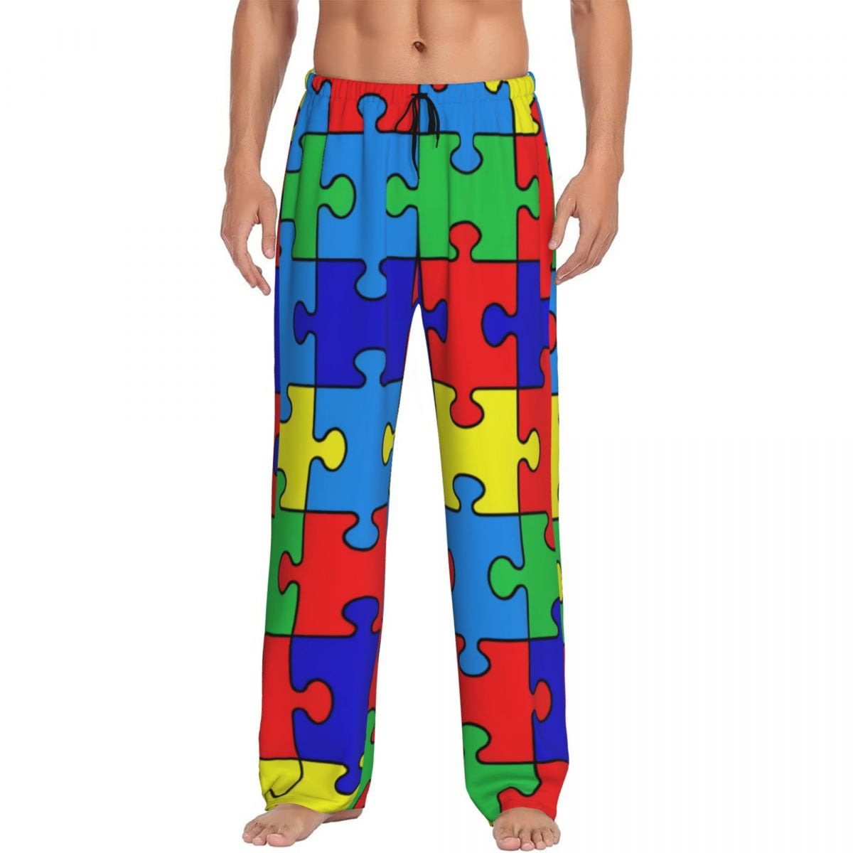 Custom Colorful Puzzle Autism Awareness Pajama Pants Men Lounge Sleep ...
