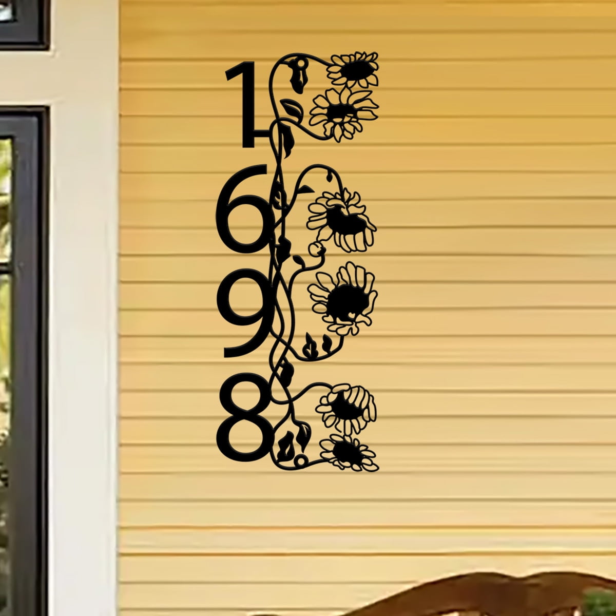 Custom Colorful Sunflower Address Sign, Vertical House Numbers Sign ...