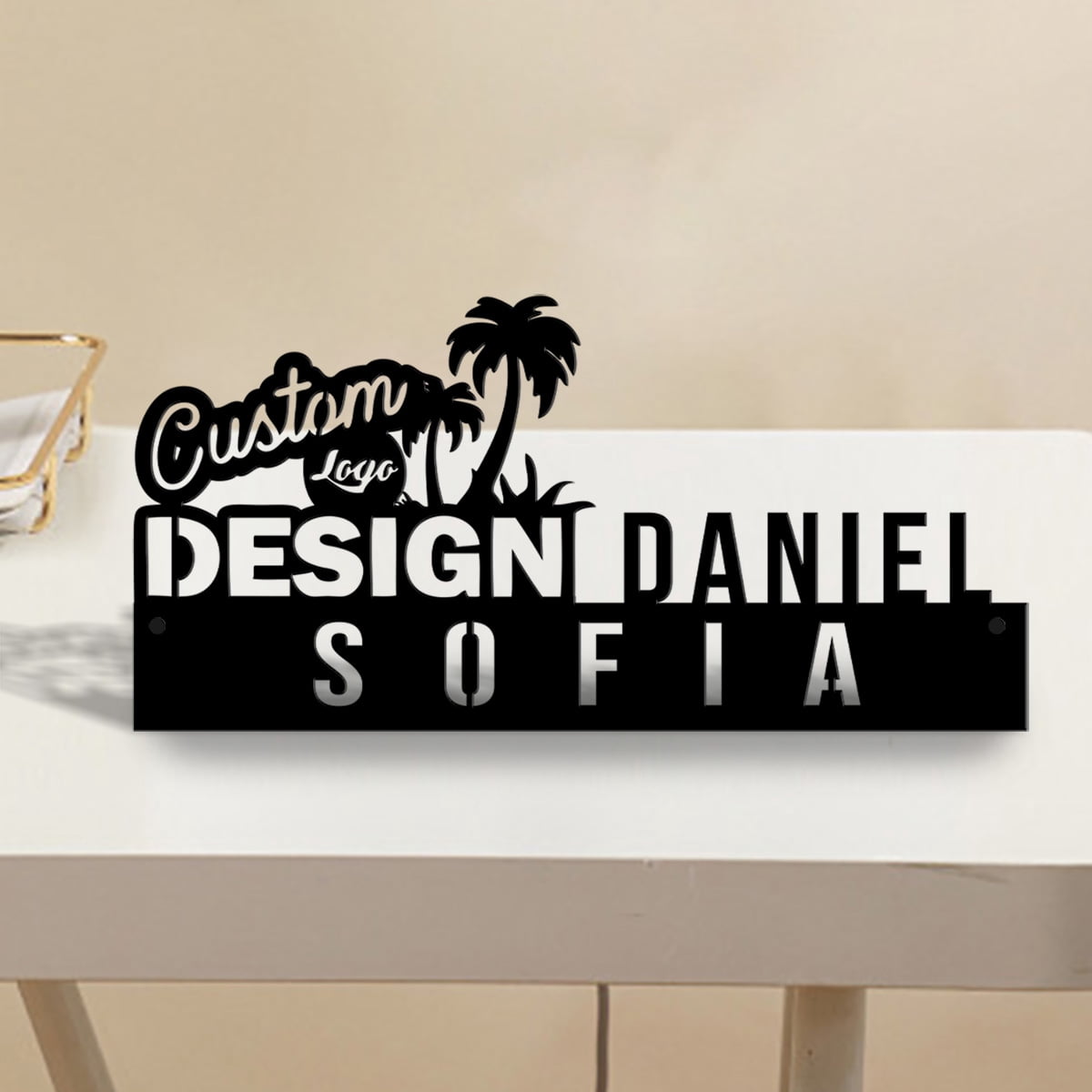 Custom Company Brand Logo Desk Name Plate Wedge, Personalized Nameplate ...