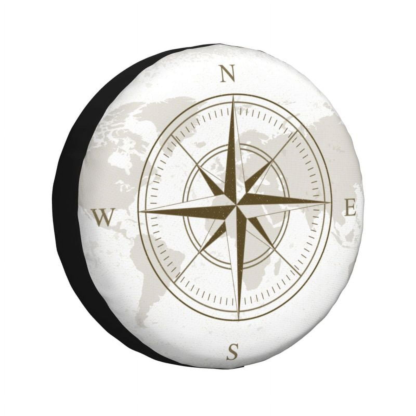 Custom Compass Rose And World Map Spare Tire Cover for RV SUV 4WD 4x4 l ...