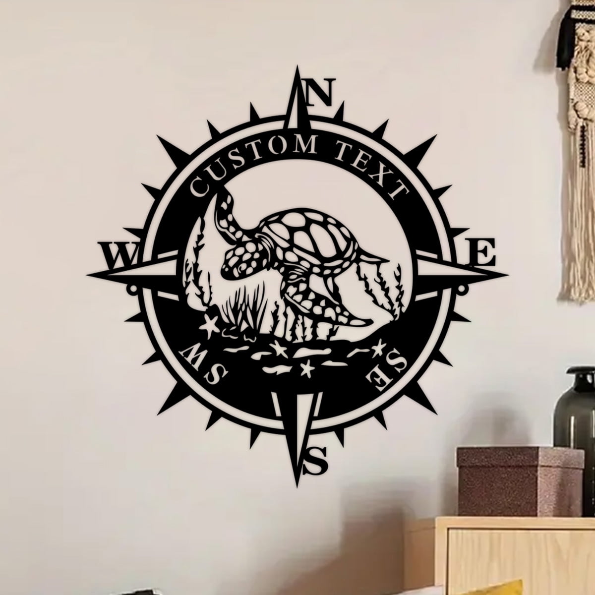 Custom Compass Sea Turtle Metal Sign Sea Turtle Metal Wall Art, Compass ...