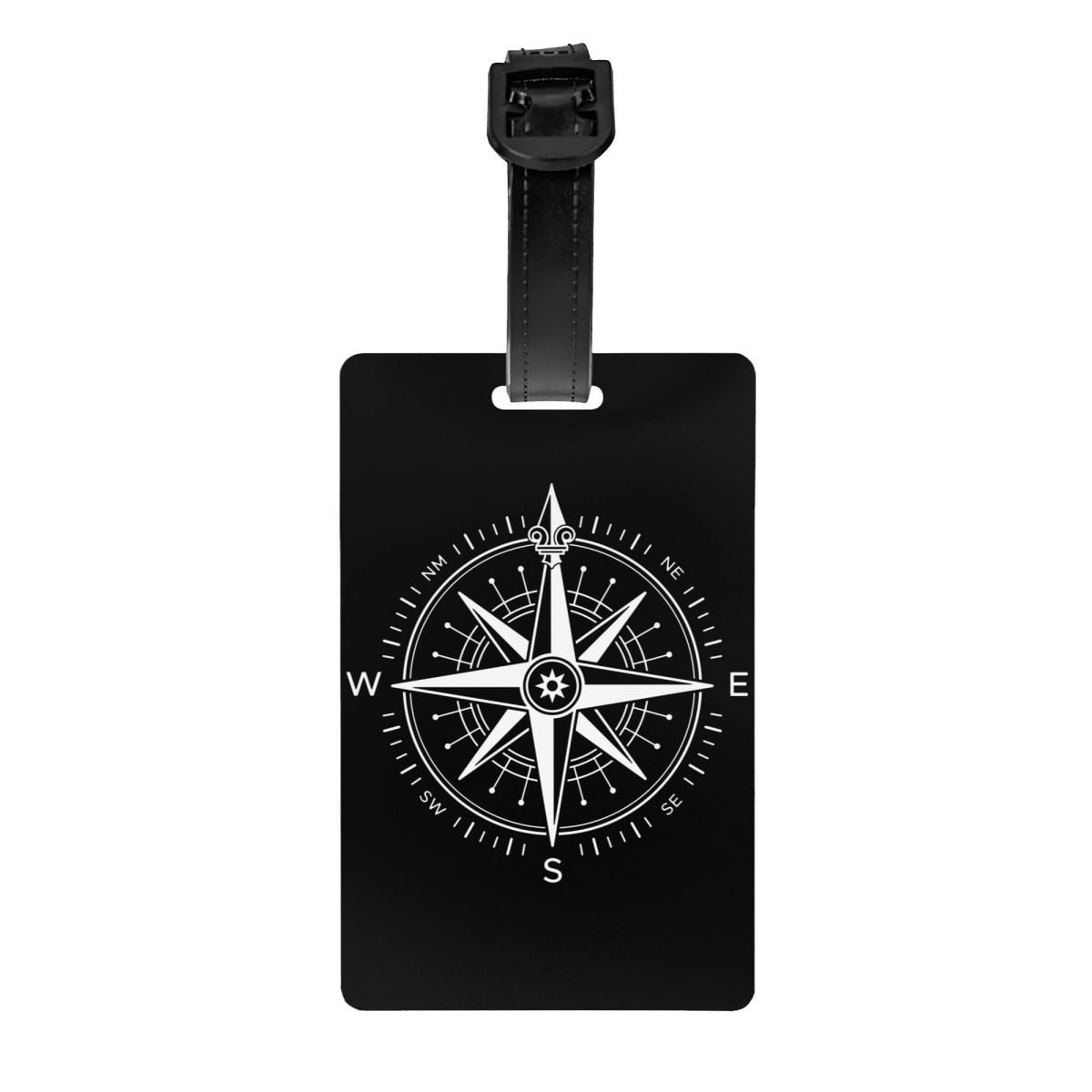 Custom Compass With World Map Luggage Tag With Name Card Cardinal ...