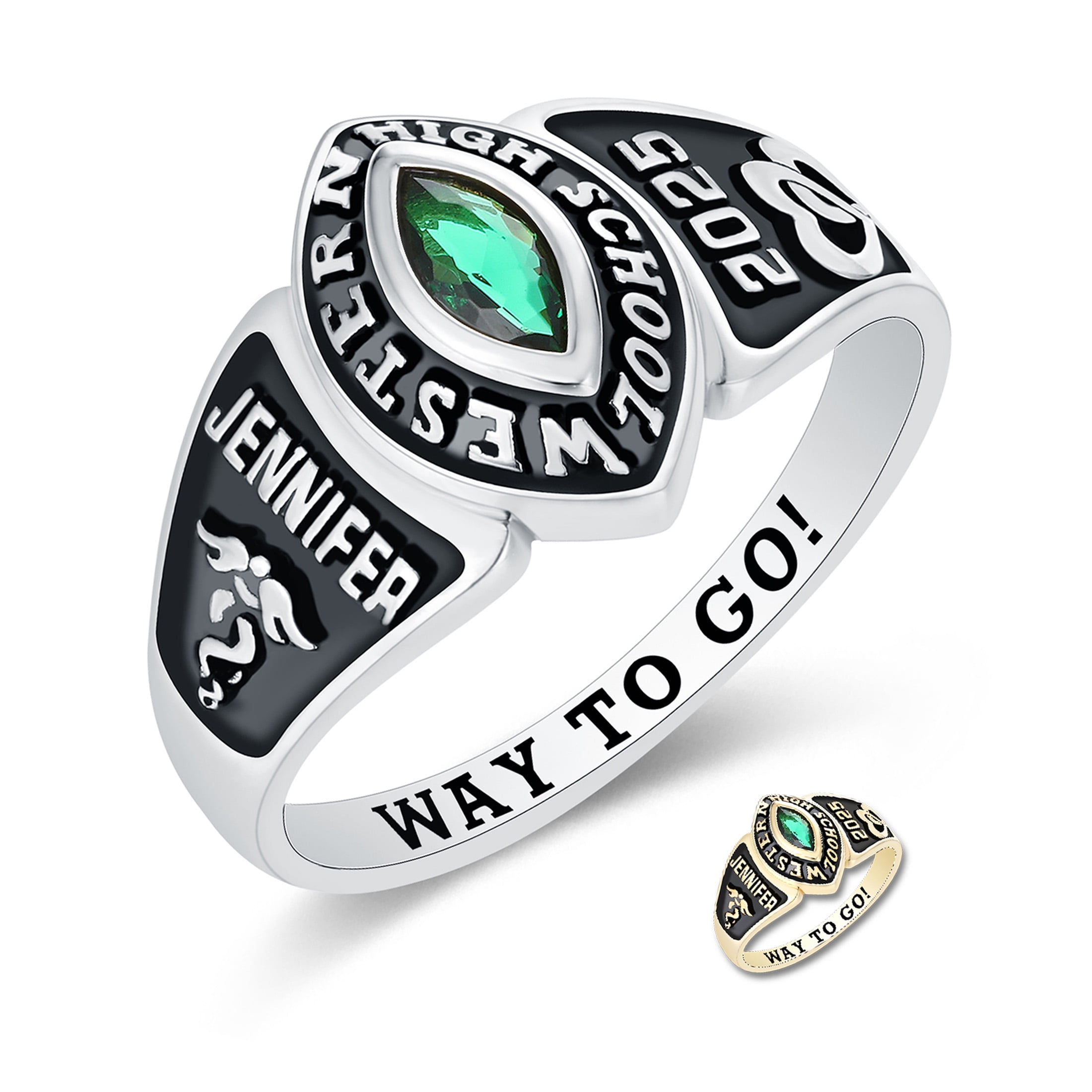 Mementos Jewelry USA Custom Journey 10kt White Gold Women's Class Rings ...
