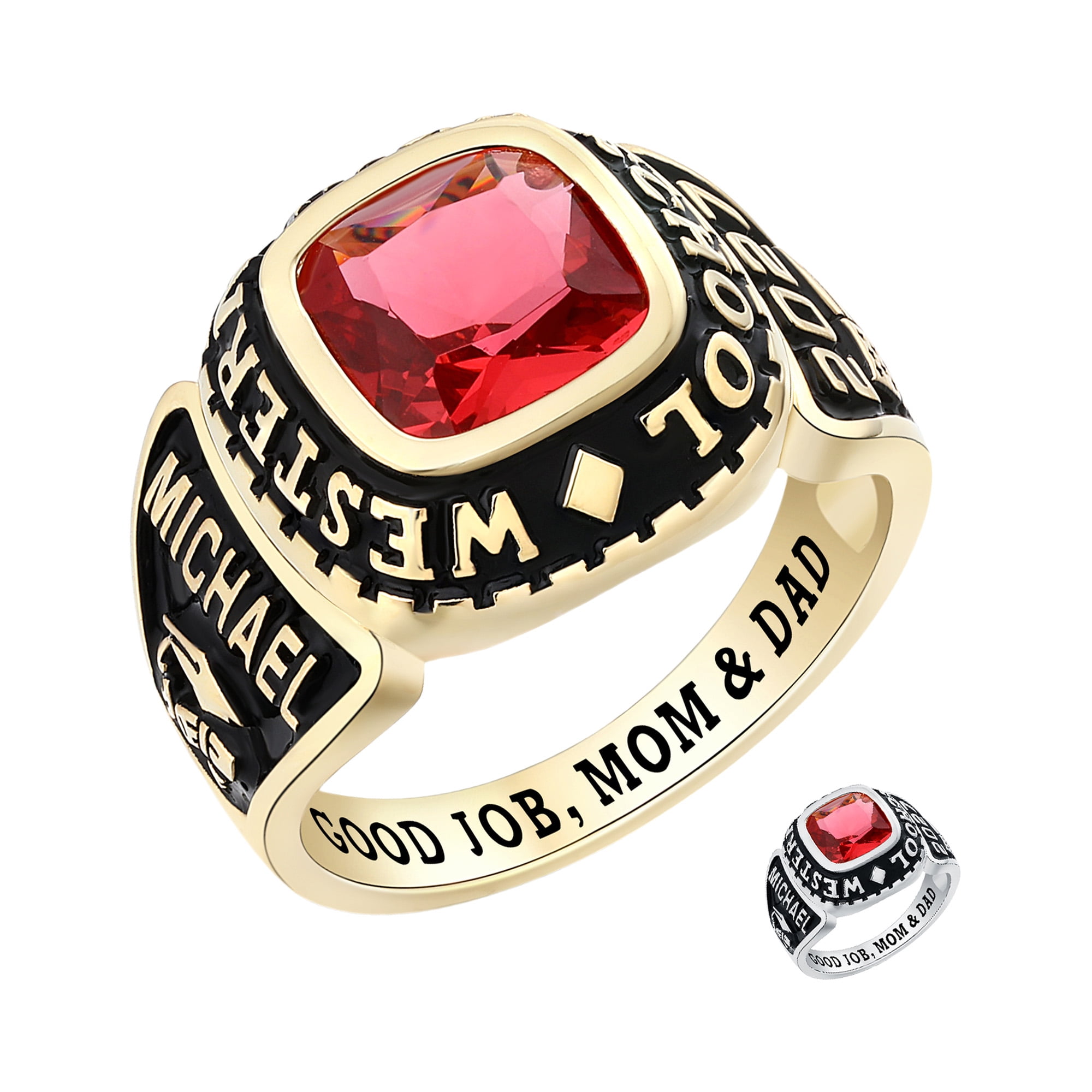 Mementos Jewelry by PJM Custom 10kt Yellow Gold Class Rings for Men ...