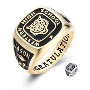 Mementos PJM Custom Large Men's Class Rings 10kt Yellow Gold for High ...