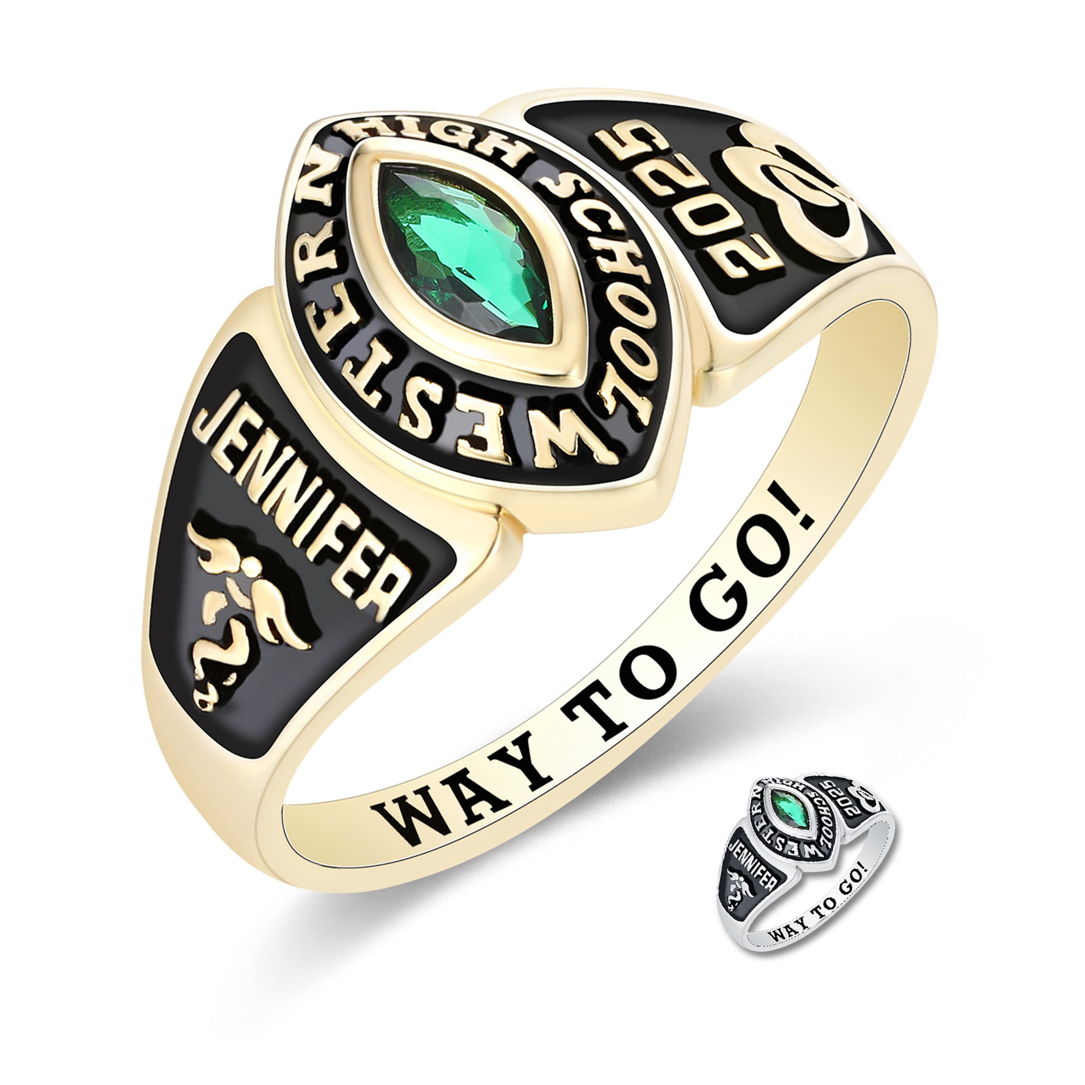 Mementos Jewelry by PJM Custom Women's Class Rings 10kt Yellow Gold for ...