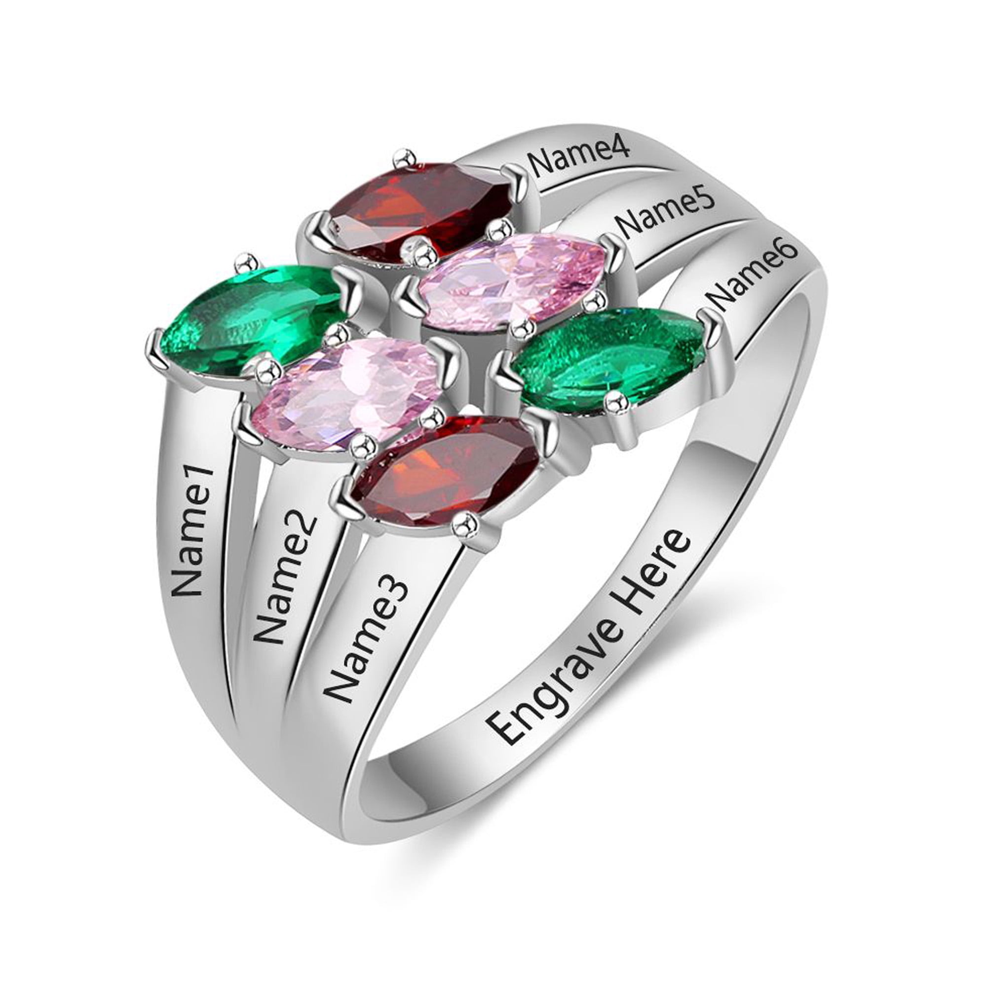 Custom Configurator Mementos USA Sterling Silver Family Rings for Women ...