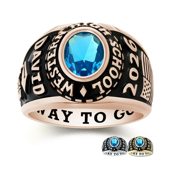 Baguette Cut Customized Birthstone High School Men’s Vintage-Style ...