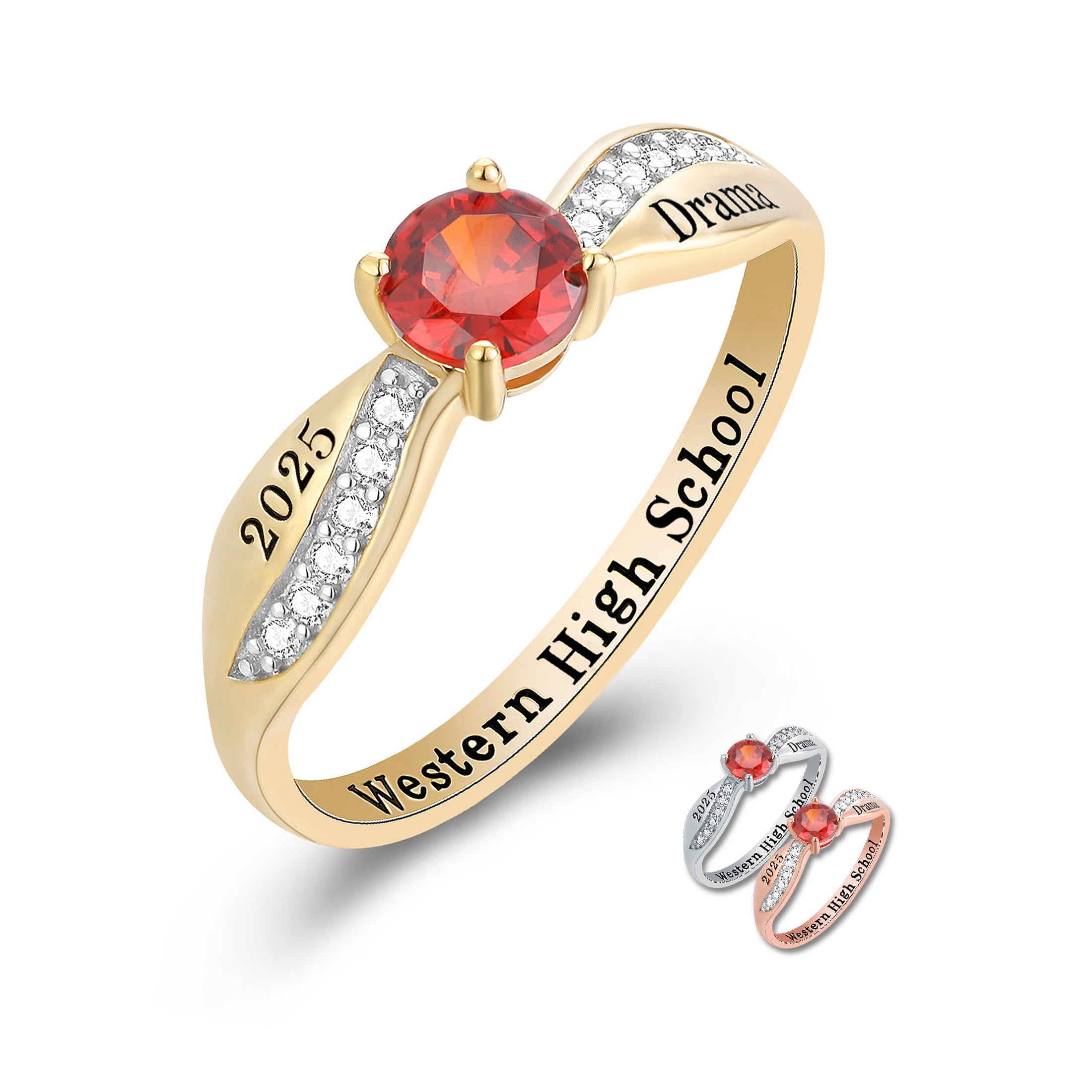 Mementos PJM Custom Class Rings Sterling Silver for Women High School ...