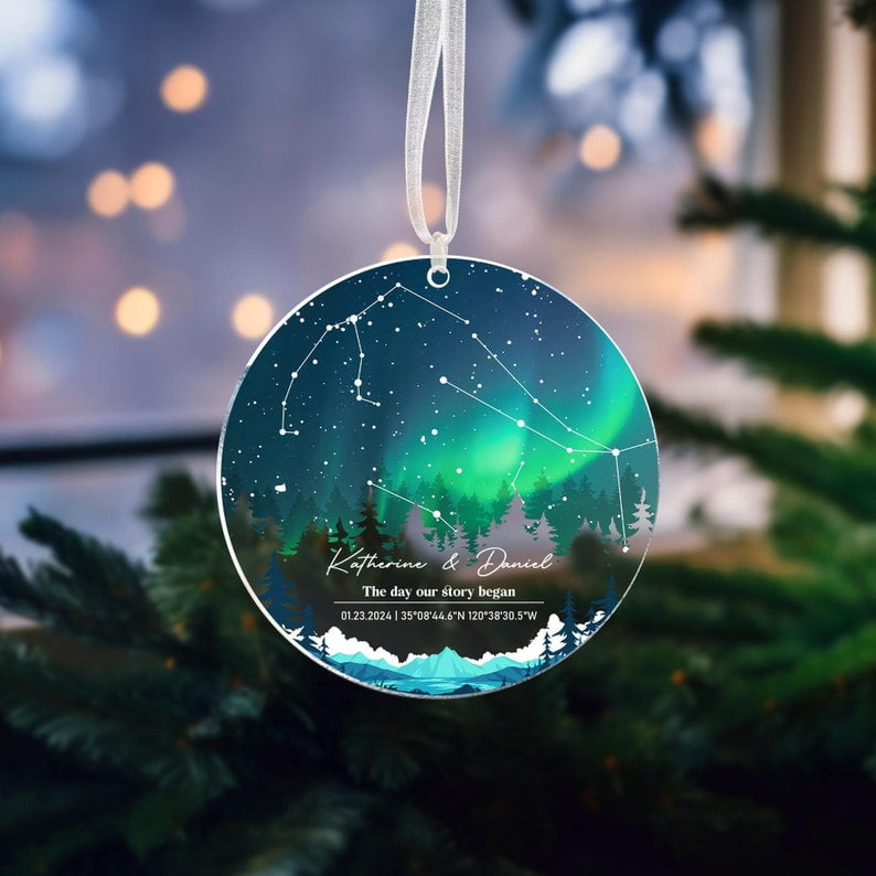 Custom Constellation Star Map Ornament, Night Sky by Date, Celestial ...