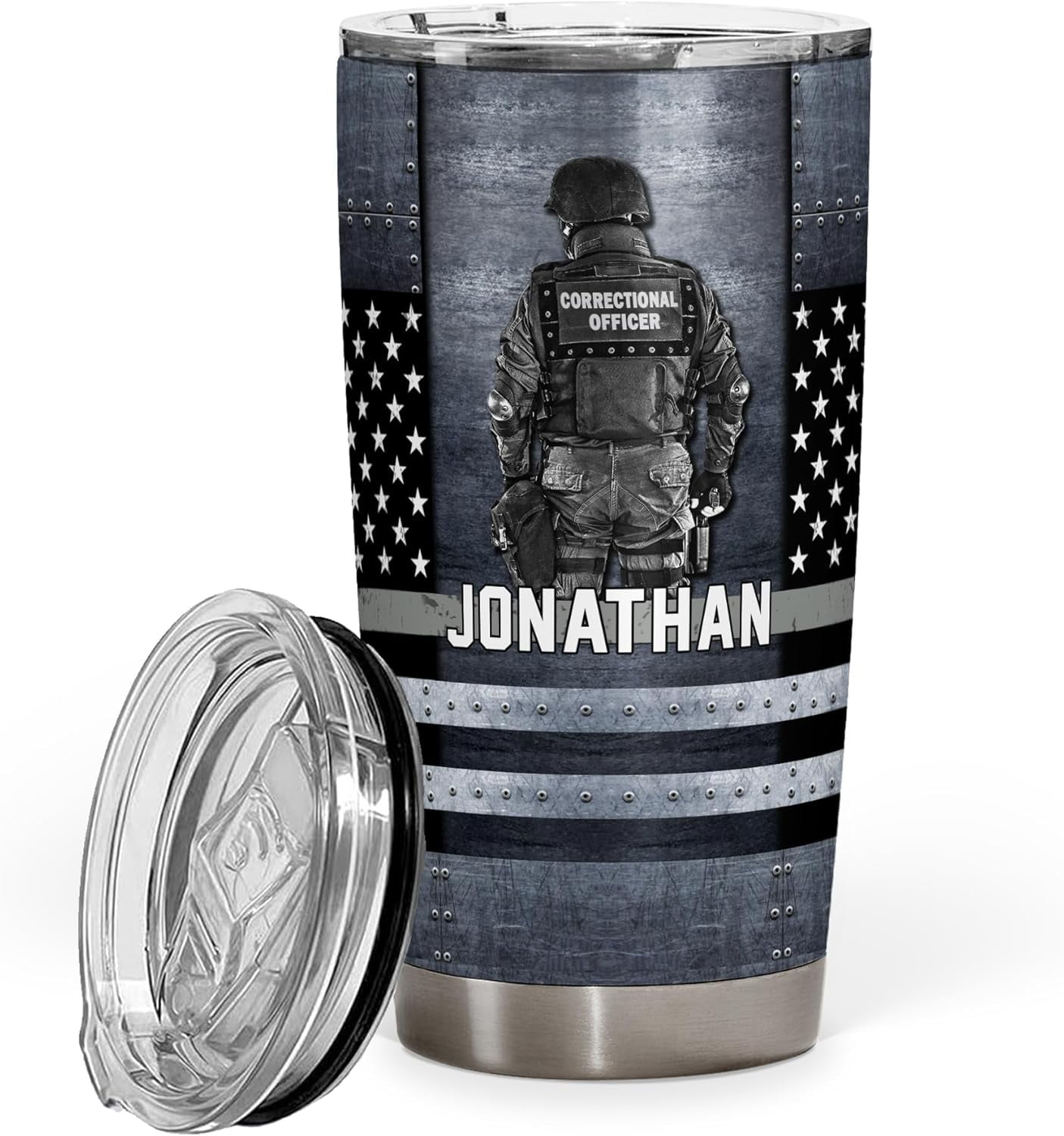 Custom Correctional Officer Tumbler - Thin Silver Line American Flag ...