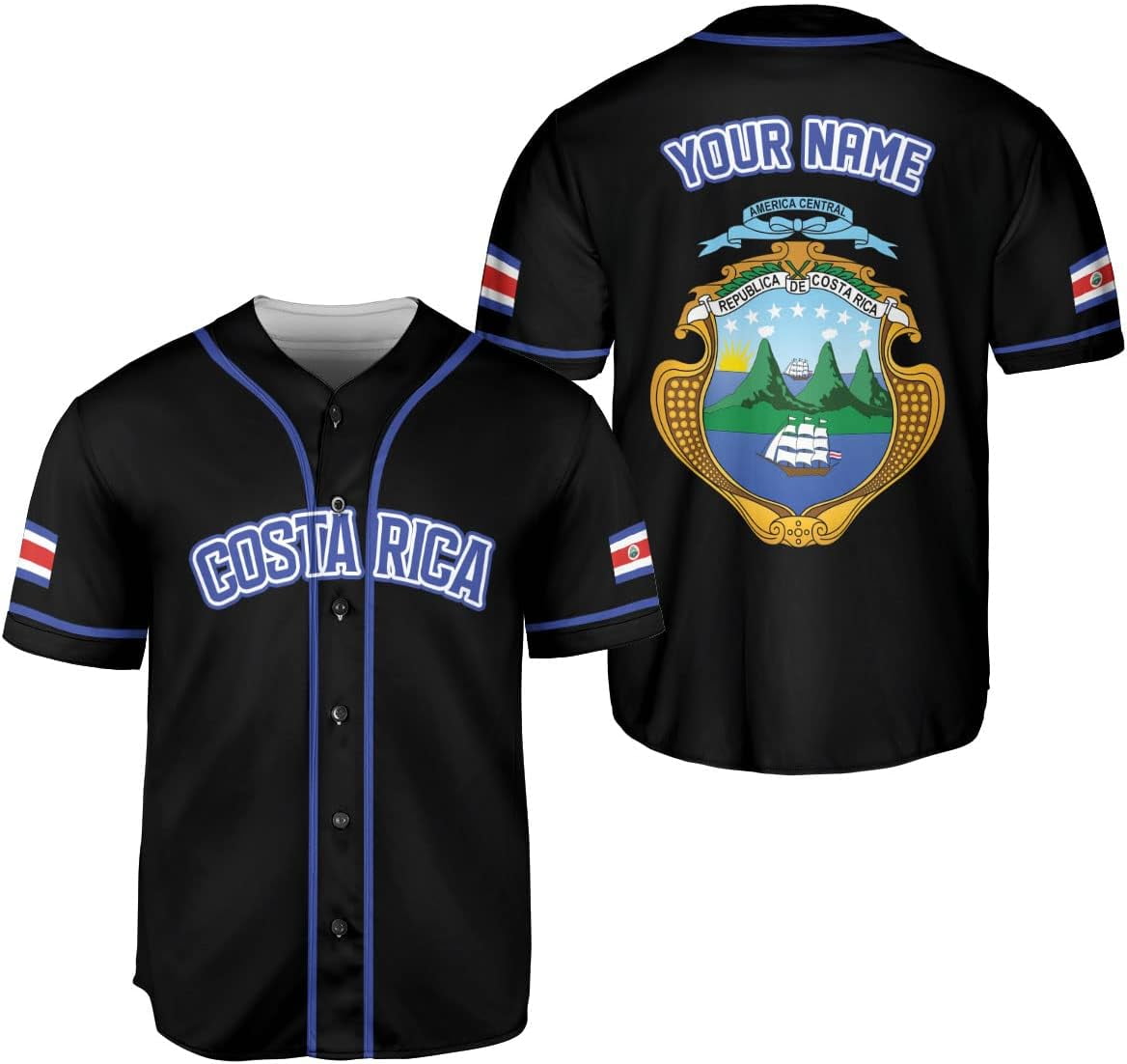 Custom Costa Rica Baseball Jersey Costa Rican Flag Jerseys for Men ...