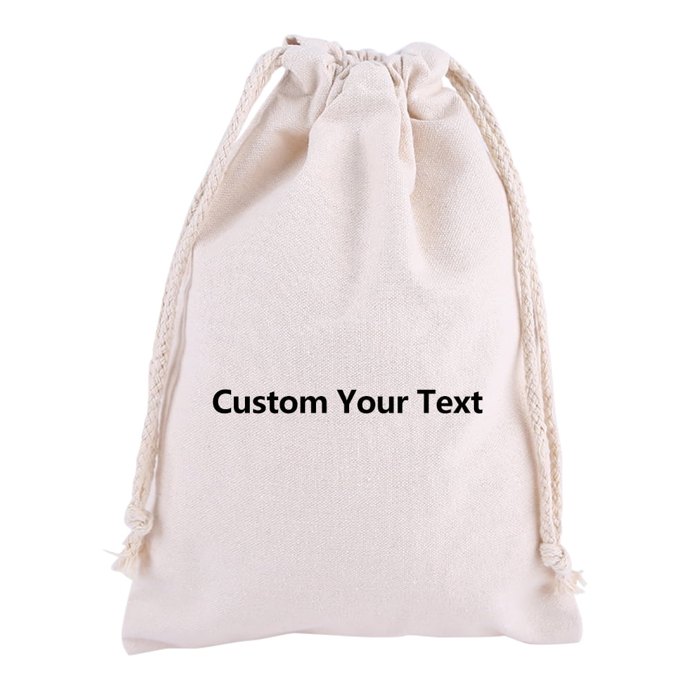 Custom Cotton Drawstring Bags Print Logo Muslin Bags Pouch Dustproof ...