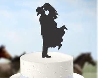 Custom Country Western Wedding Cake Topper, Cowboy Hat, Bride in Boots ...