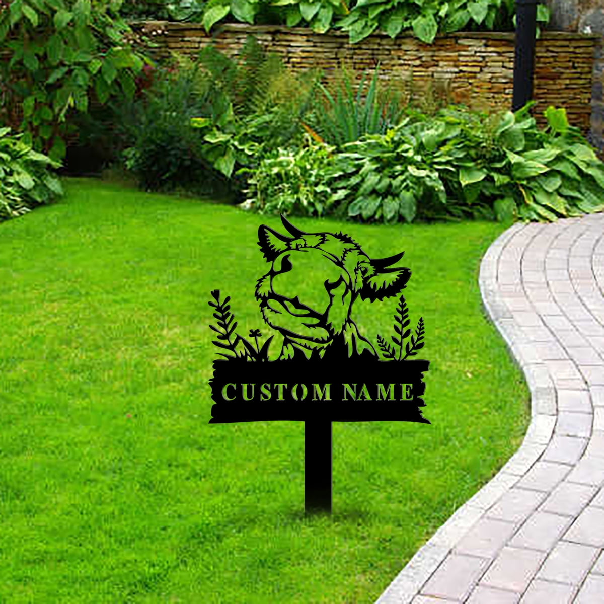 Custom Cow Sign with Stake,Metal Cow Garden Stake,Personalized Cow Yard ...
