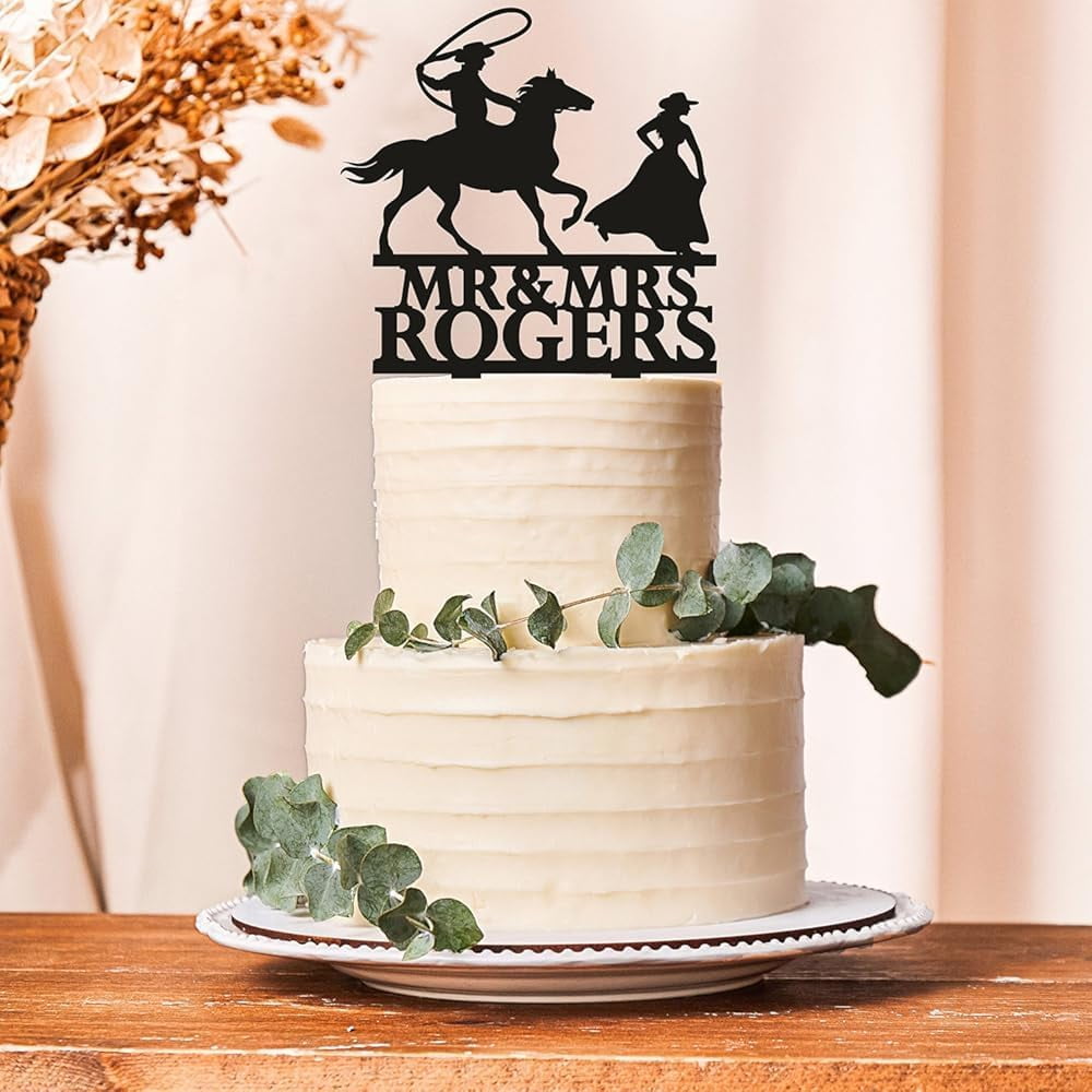 Custom Cowboy Wedding Cake Topper Bride and Groom Topper Country ...