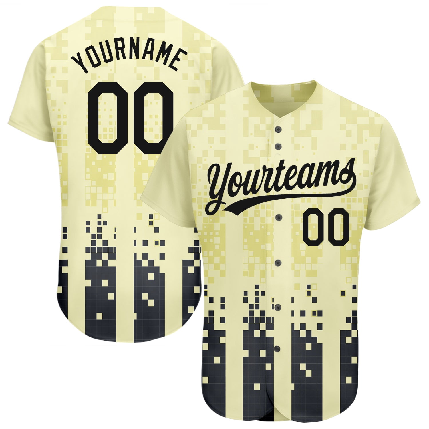 Custom Cream Black 3D Pattern Design Authentic Baseball Jersey - Hot ...