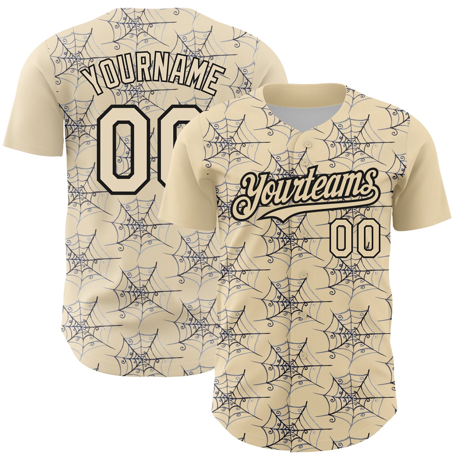 Custom Cream Black 3D Pattern Design Spider Web Authentic Baseball ...