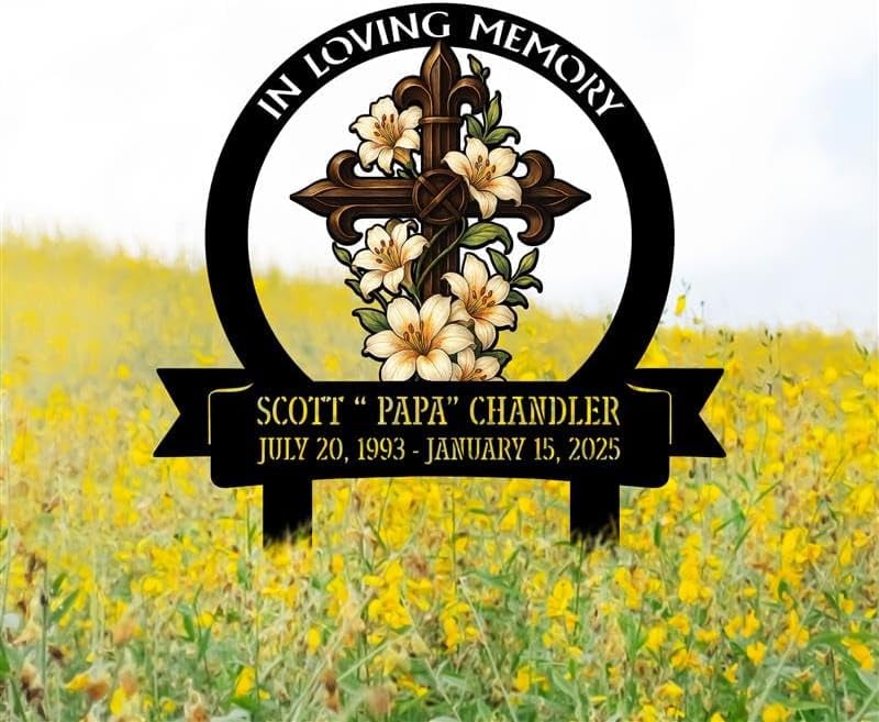 Custom Cross & Flower Memorial Garden Stake – Personalized Metal Grave ...