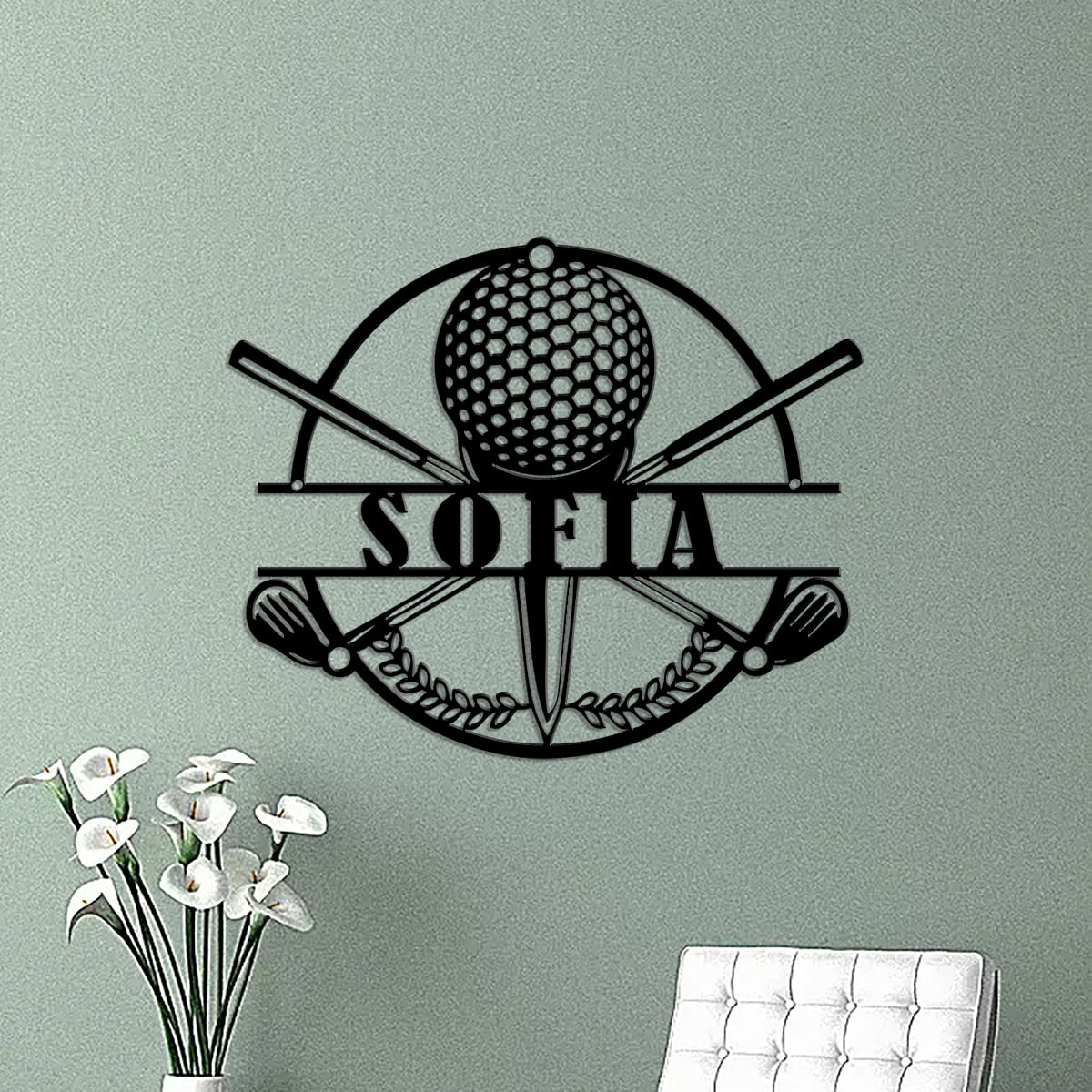 Custom Crossed Golf Clubs Metal Wall Art Personalized Golfing Sign Home ...
