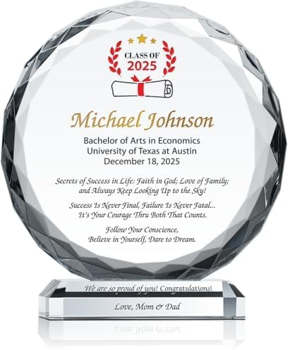 Custom Crystal Class of 2025 College Graduation Gift Plaque for ...