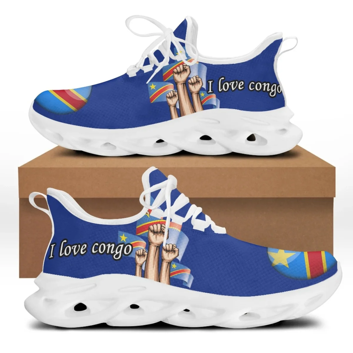Custom Custom Shoes for Women Congo Flag Print Spring Summer Comfort ...
