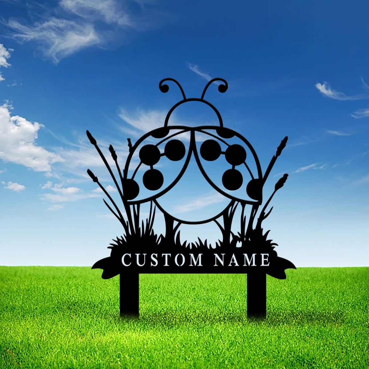 Custom Customized Ladybugs Metal Garden Stake Decor, Ladybug Garden ...