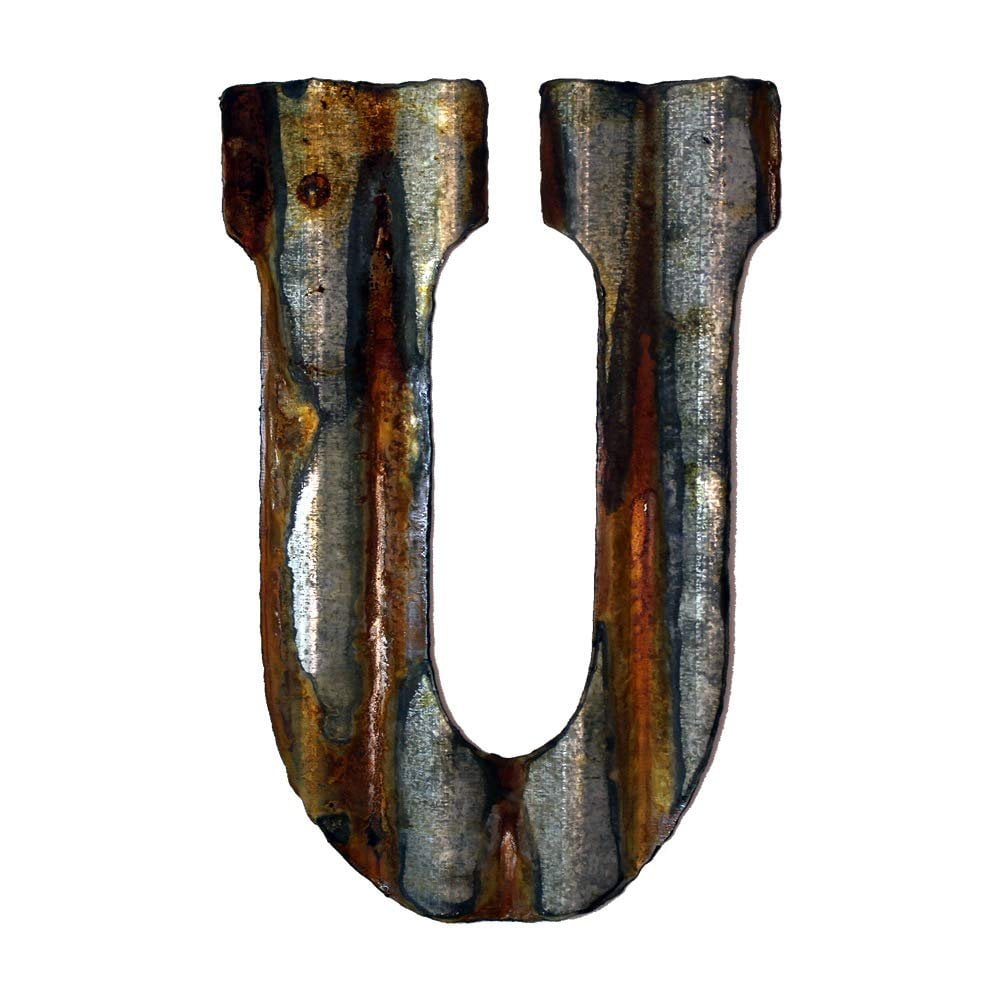 Custom Cut Decor 8'' Rusty Galvanized Corrugated Metal Letter - U ...