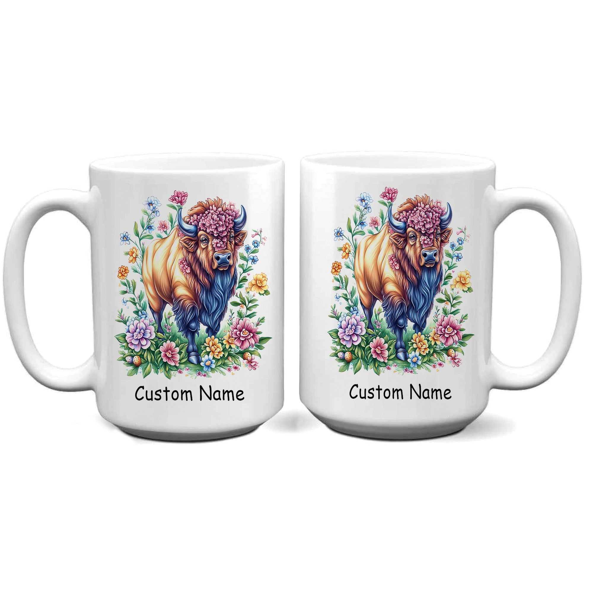 Custom Cute Bison Coffee Mug – Personalized Gift for Bison Lovers ...