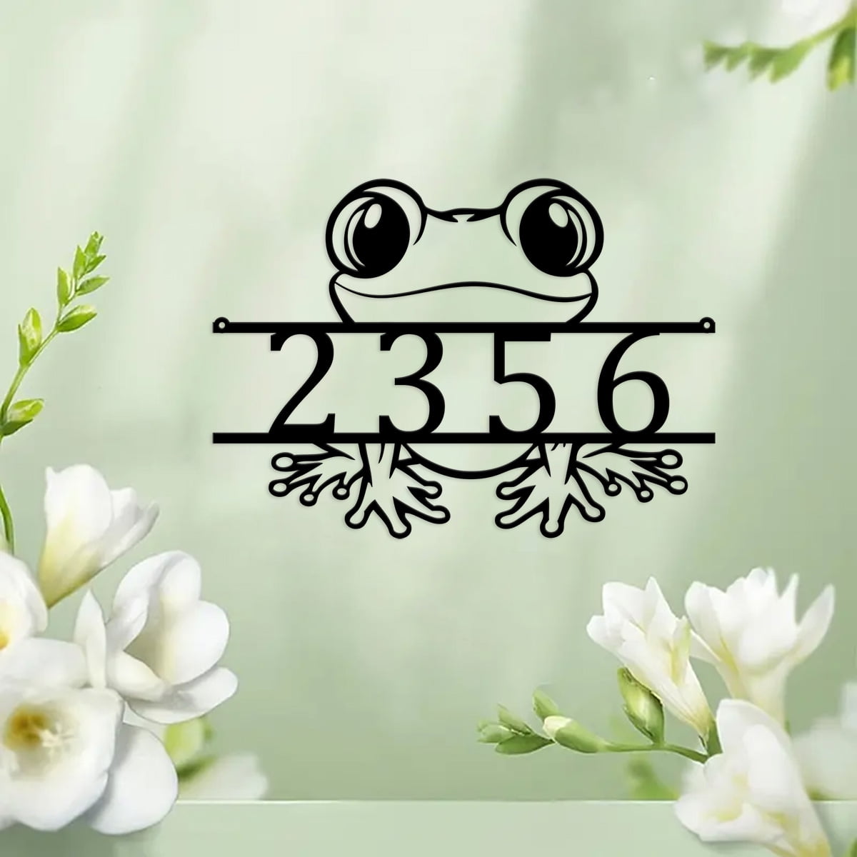 Custom Cute Frog House Number Sign, Silly Frog Metal Name Signs, Custom ...