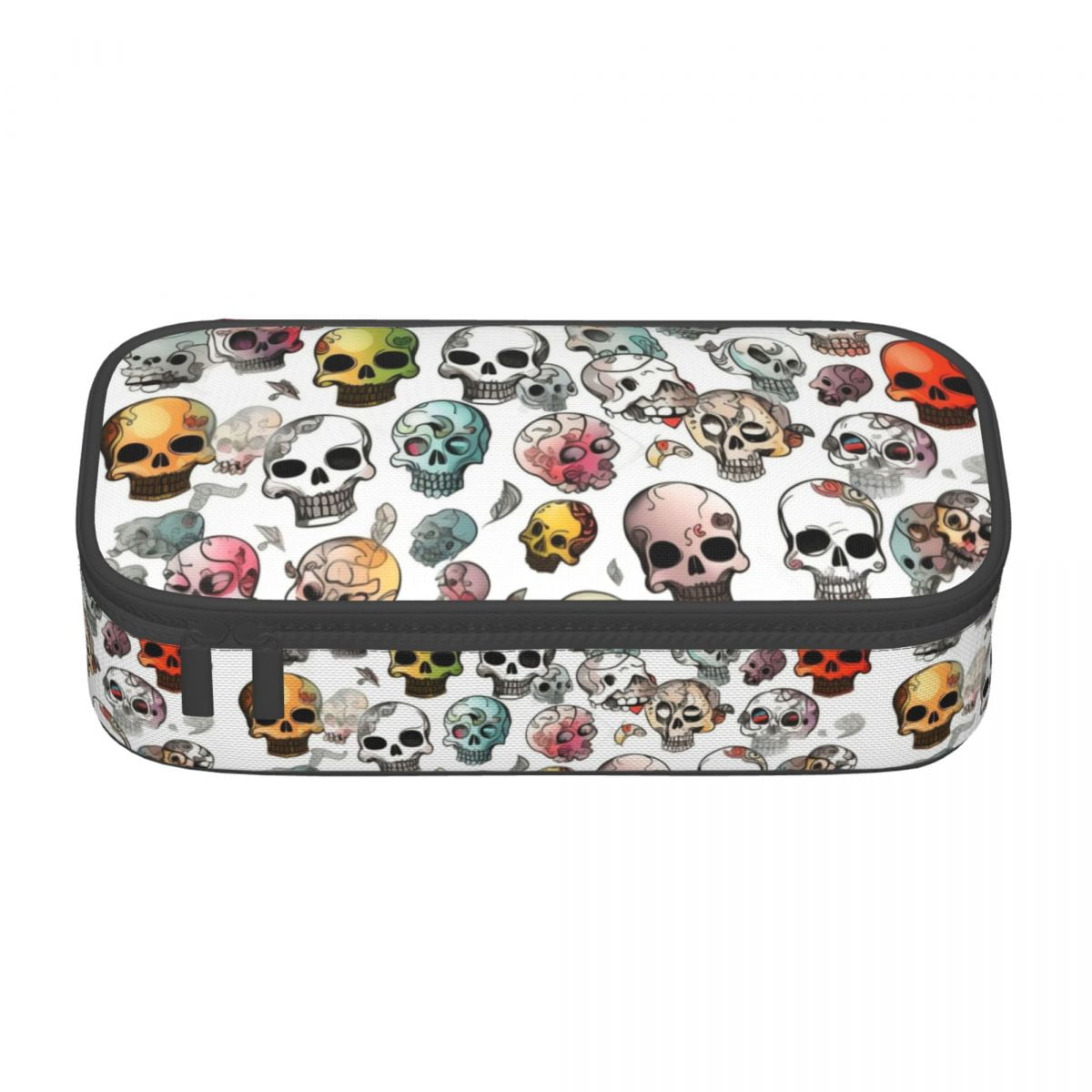 Custom Cute Gray And White Skulls Pattern Pencil Cases for s Gothic ...