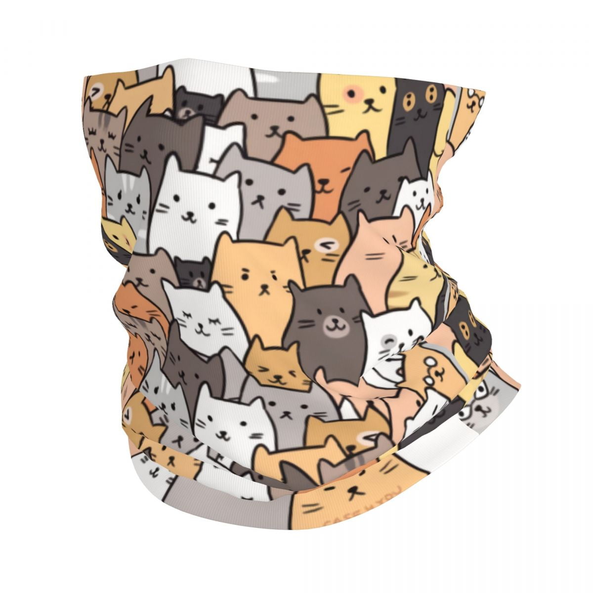 Custom Cute Kitten Cat Doodle Bandana Neck Gaiter for Ski Running Women ...
