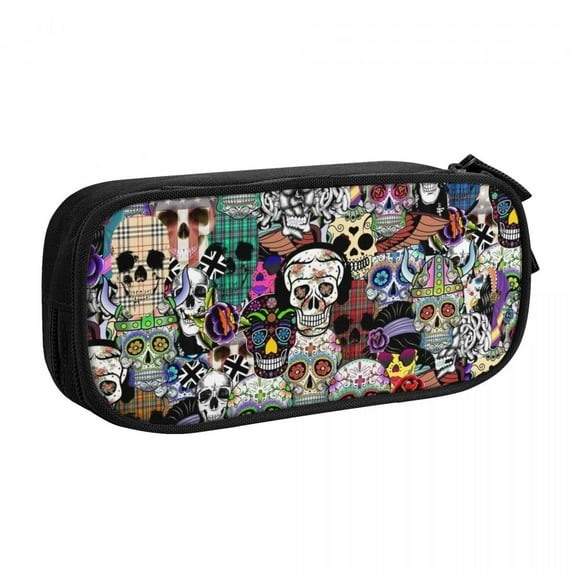 Custom Cute Skull Print Pencil Case for s Large Storage Horror Skeleton ...
