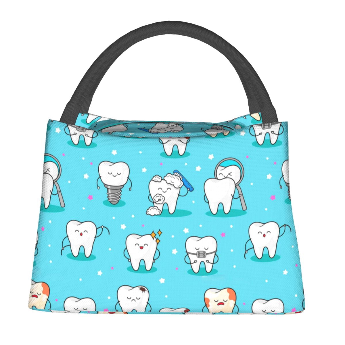 Custom Cute Teeth Lunch Bag Dentist Casual Lunch Box Travel Portable ...