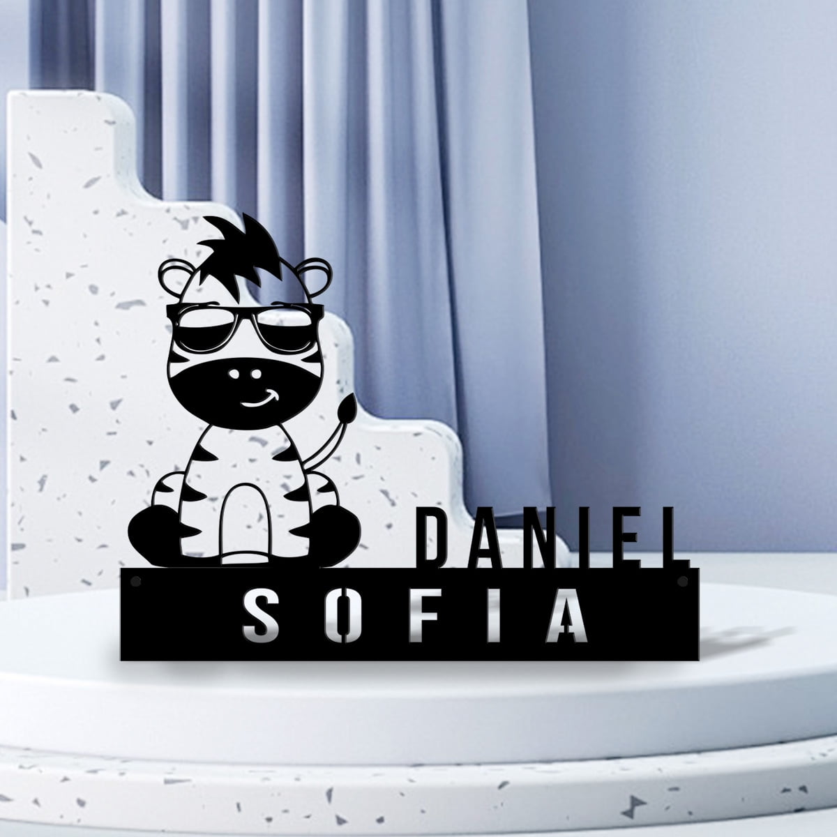 Custom Cute Zebra Desk Name Plate Wedge, Personalized Nameplate Wild ...