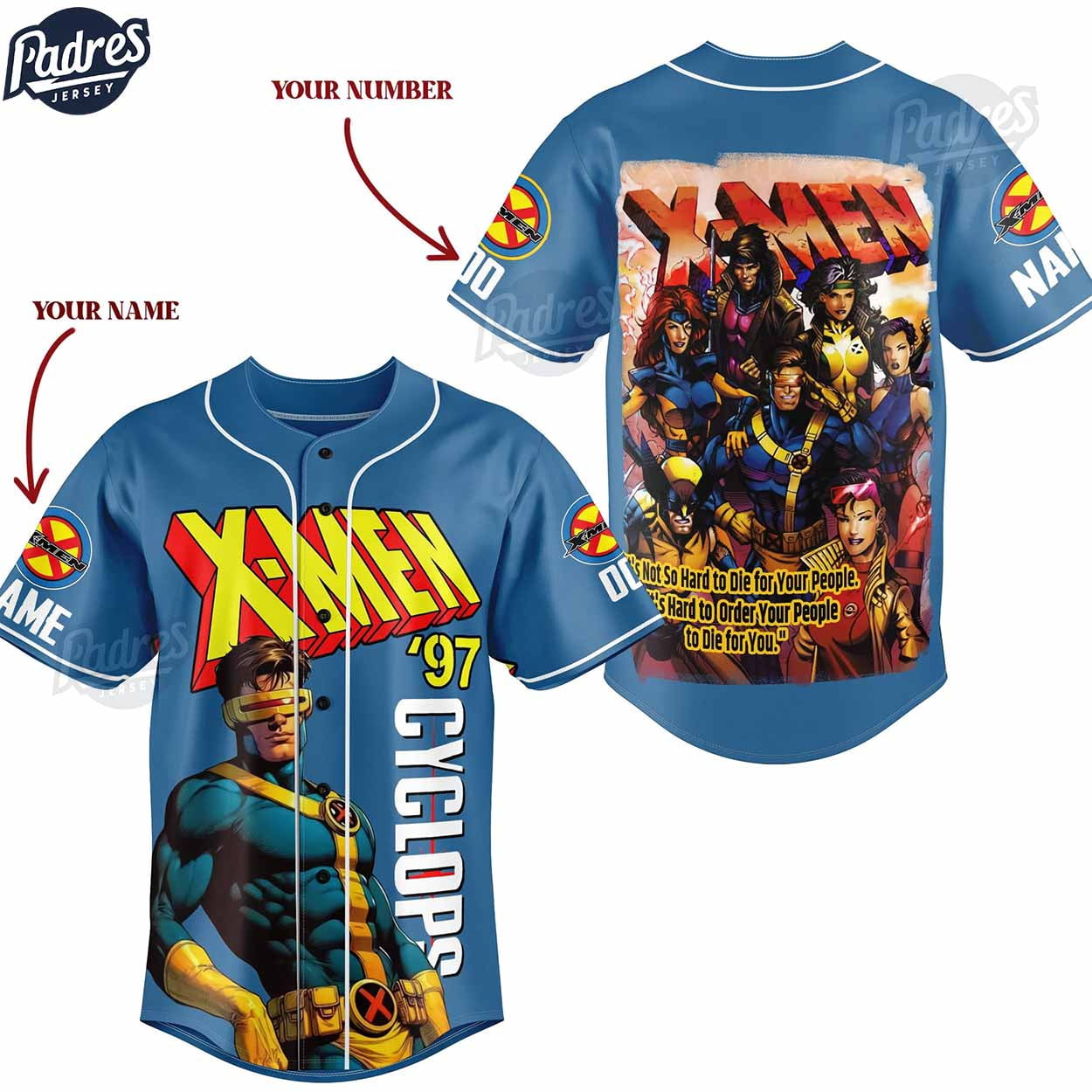 Custom Cyclops X-men 97 Baseball Jersey Style - Walmart.com