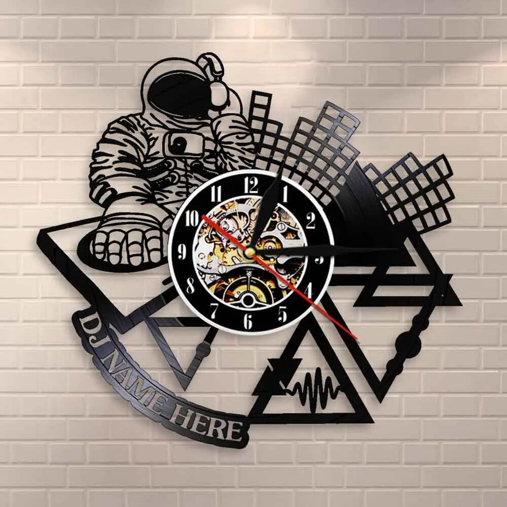 Custom DJ Name Here Vinyl Wall Clock,Vinyl Record Clock Wall Art Black ...