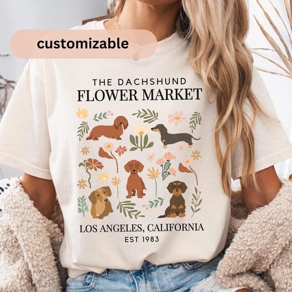Custom Dachshund Shirt Cottage Core Flower Market TShirt Dachshund Mom ...