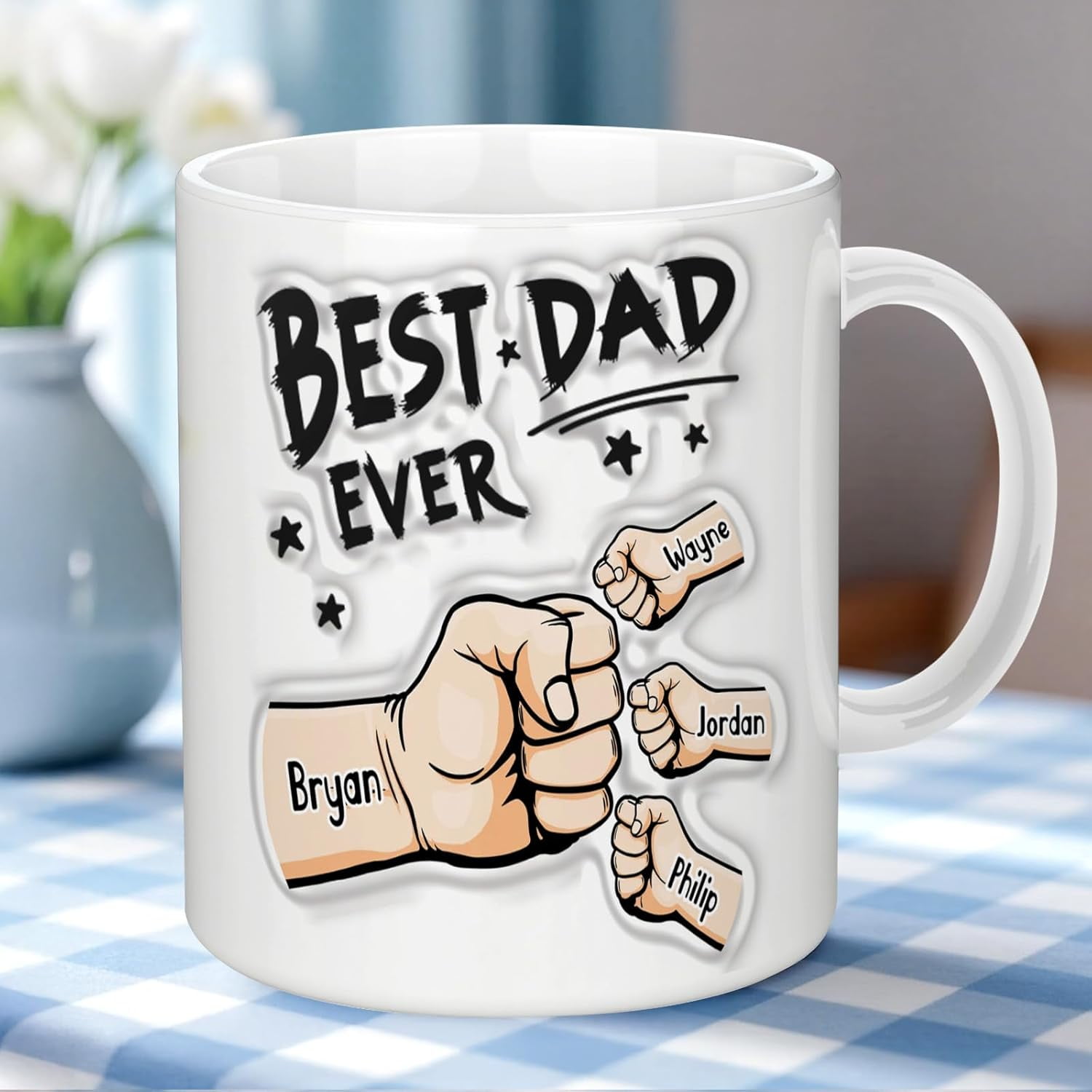 Custom Dad Ever Mug Personalized Fathers Day Coffee Mug with Kids Names ...