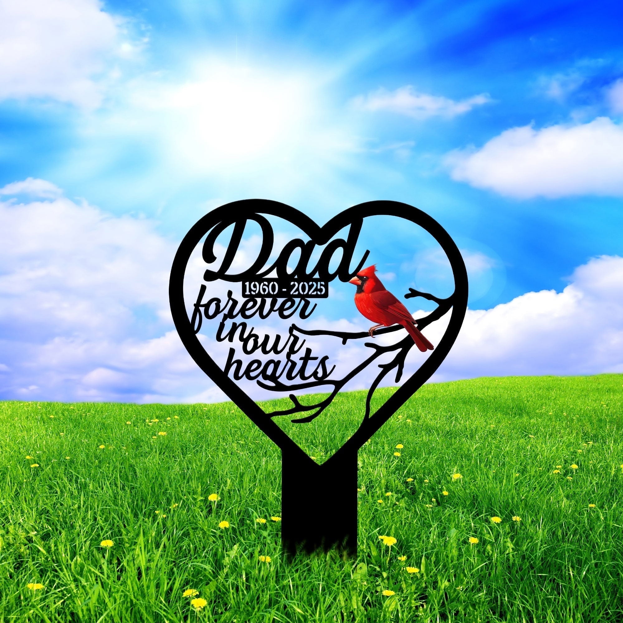 Custom Dad Memorial Garden Stake with Cardinal – Personalized Metal ...