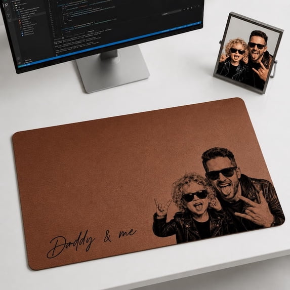 Custom Dad Sketch Leather Mouse Pad, Personalized Father's Day Desk ...