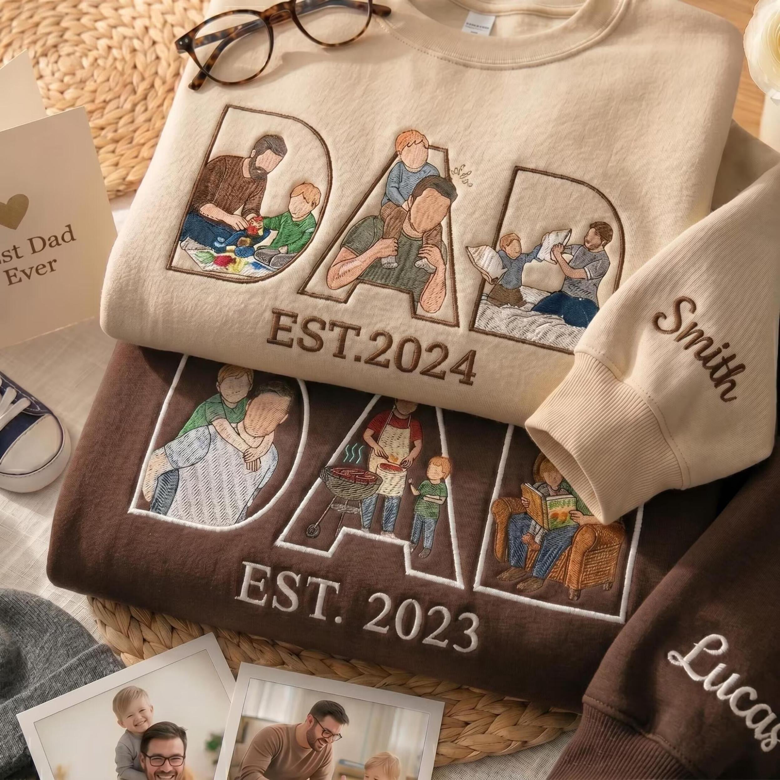 Custom Dad Sweatshirt with Photo Inside Letters, Personalized Father's ...