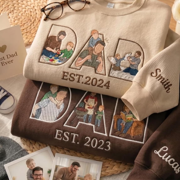 Custom Dad Sweatshirt with Photo Inside Letters, Personalized Father's ...