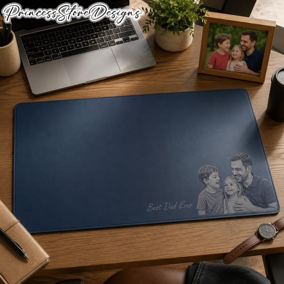 Custom Daddy Office Mouse Pad, Personalized Leather Workspace Desk Mat ...