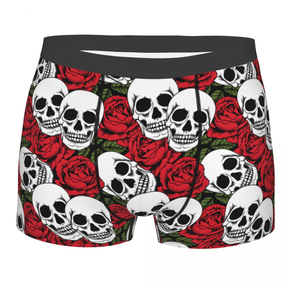 Custom Death Skull Roses Floral Underwear Men Stretch Gothic Skeleton ...