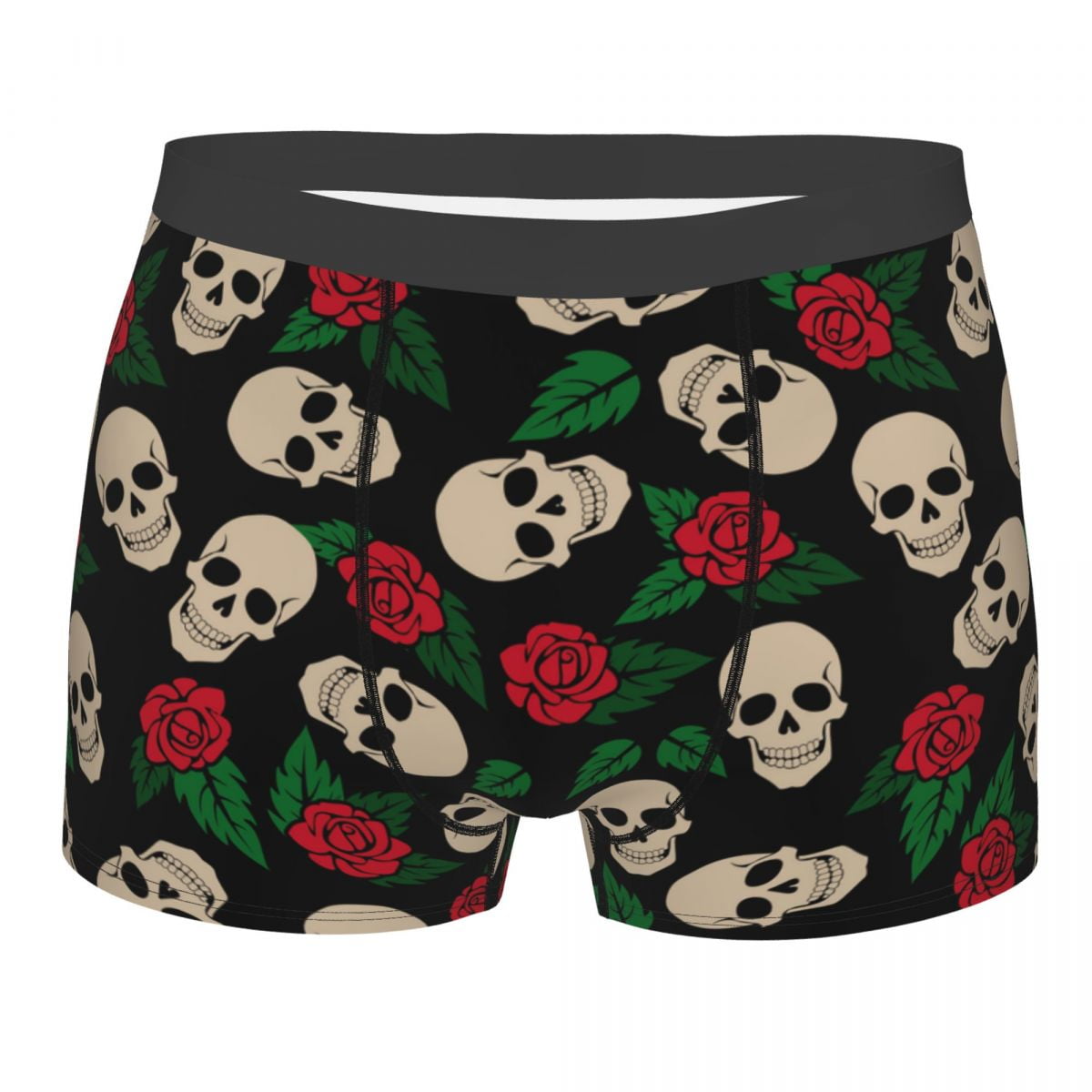 Custom Death Skull Roses Floral Underwear Men Stretch Gothic Skeleton ...